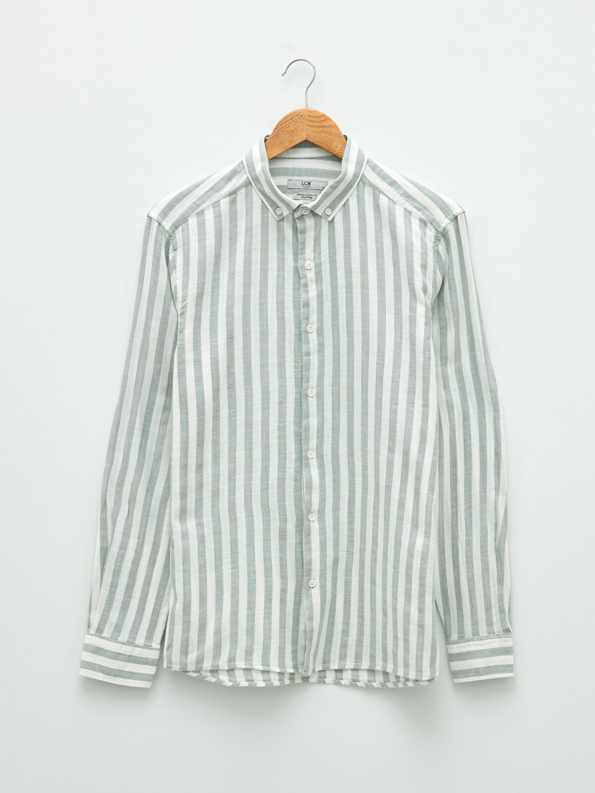 LCW VISION Slim Fit Uzun Kollu Çizgili Poplin Erkek Gömlek