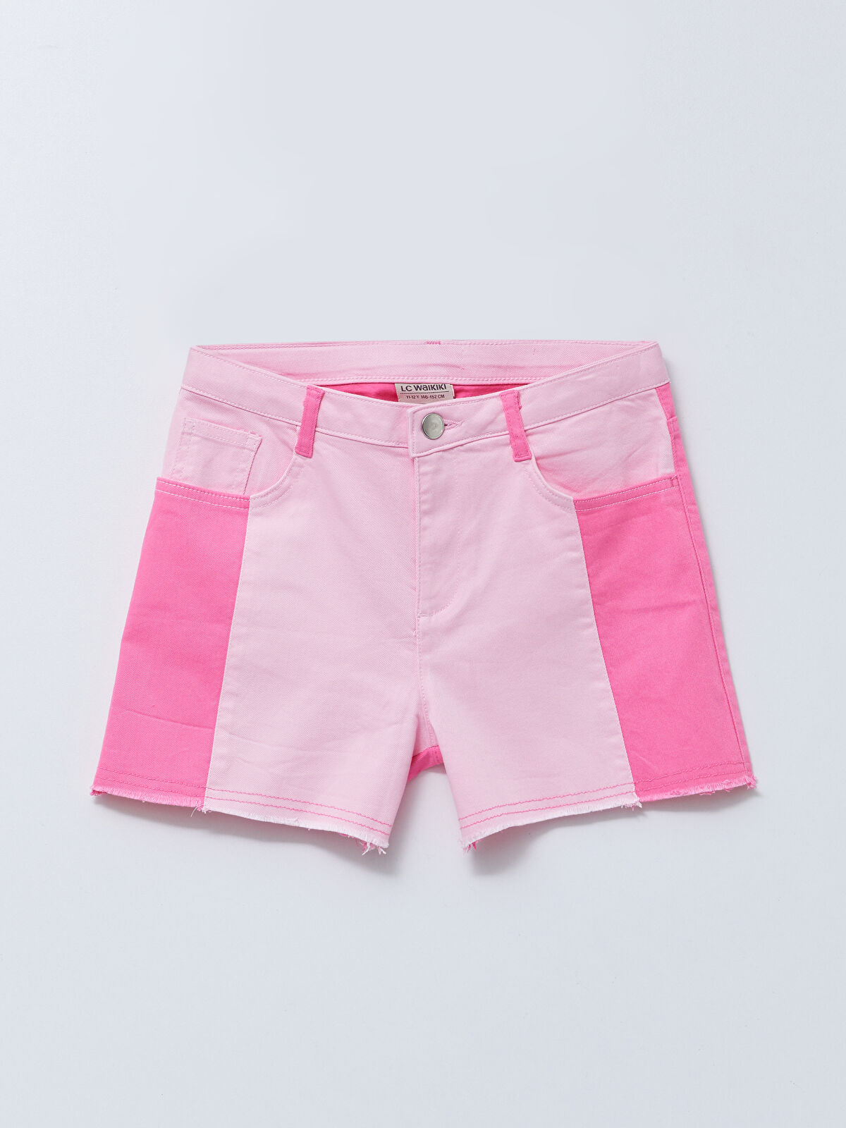 Renk Bloklu Gabardin Kız Çocuk Şort