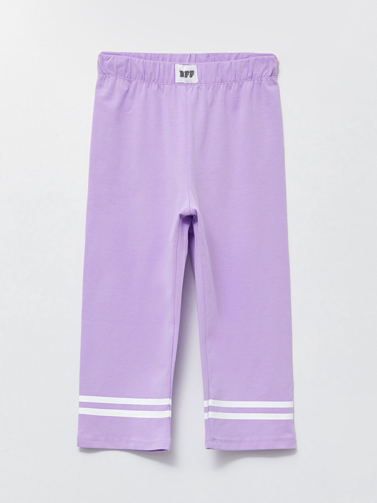 Beli Lastikli Çizgili Pamuklu Kız Çocuk Tayt