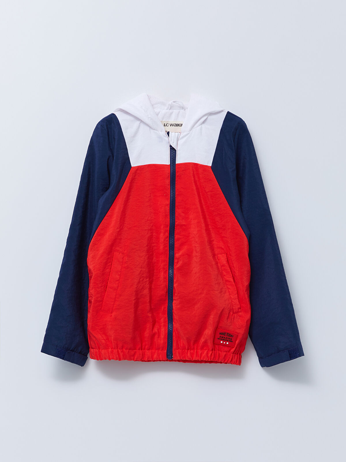 Kapüşonlu Renk Bloklu Kız Çocuk Mont