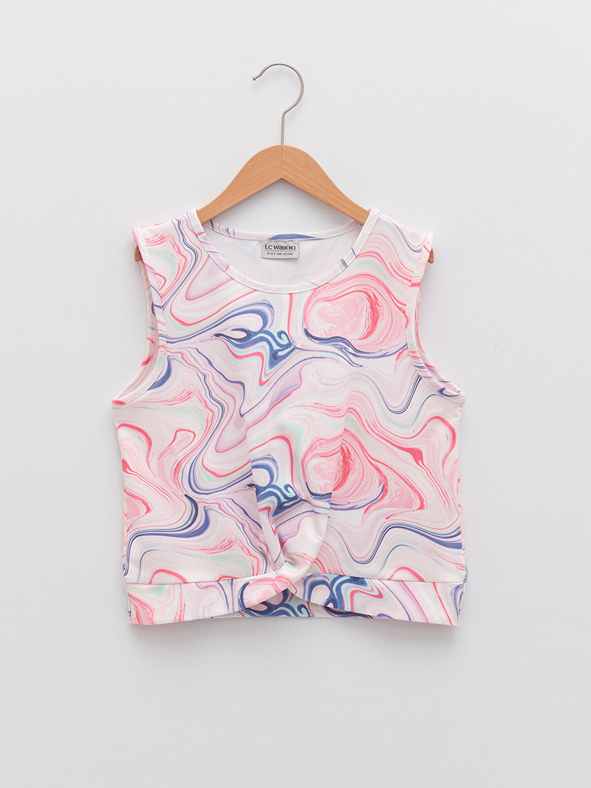 Bisiklet Yaka Batik Desenli Kız Çocuk Crop Atlet