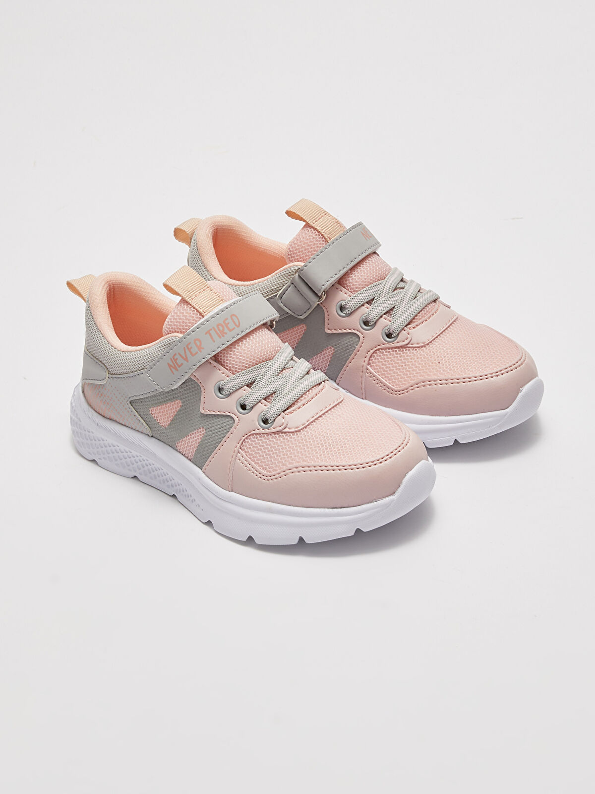 File Detaylı Bağcık ve Cırt Cırtlı Kız Çocuk Spor Ayakkabı