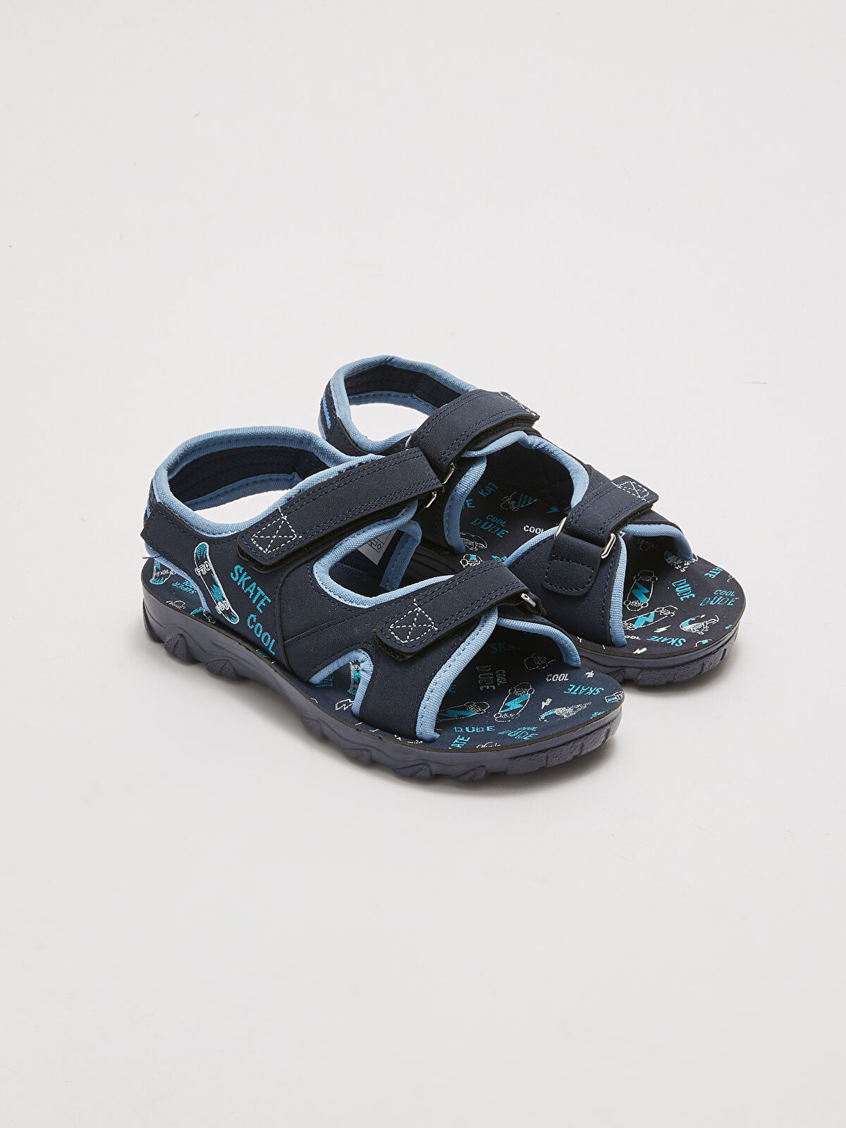 Baskılı Çift Bantlı Cırt Cırtlı Erkek Çocuk Sandalet