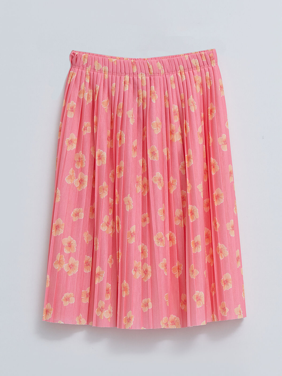 Beli Lastikli Desenli Pileli Kız Çocuk Etek