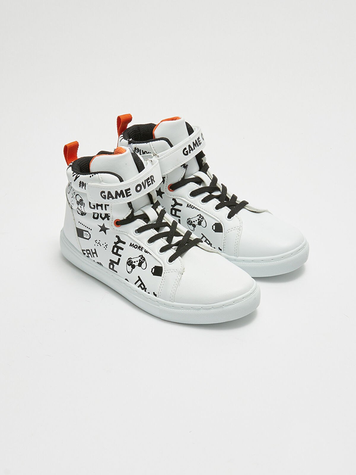 Baskılı Bağcık ve Cırt Cırtlı Erkek Çocuk Spor Ayakkabı