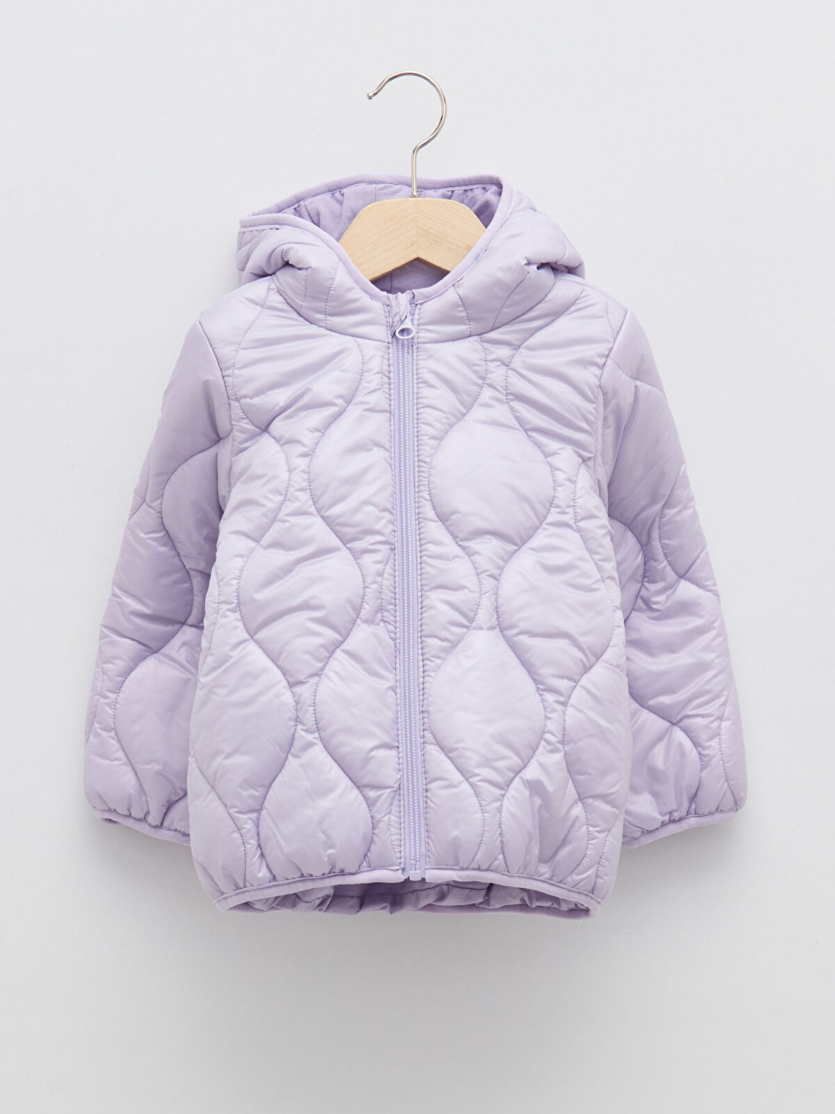 Kapüşonlu Uzun Kollu Basic Kız Bebek Fermuarlı Mont