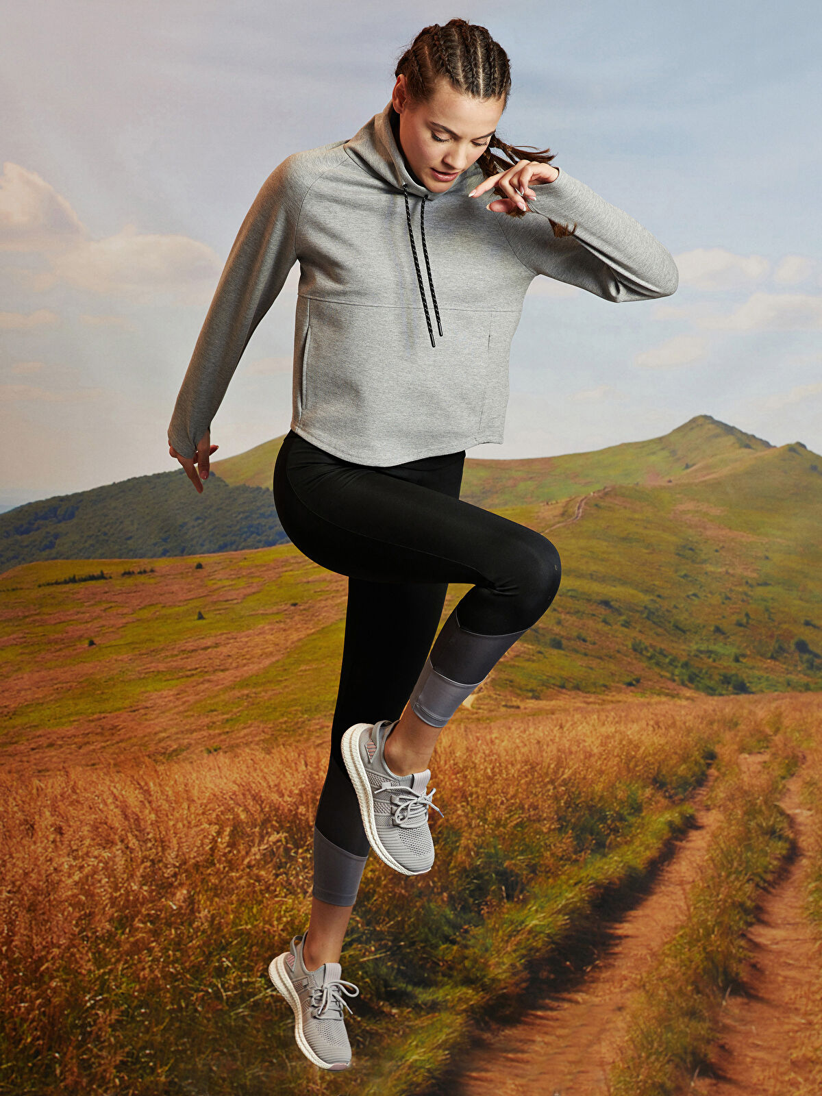 Beli Lastikli Renk Bloklu Kadın Outdoor Tayt Beli Lastikli Renk Bloklu Kadın Outdoor Tayt