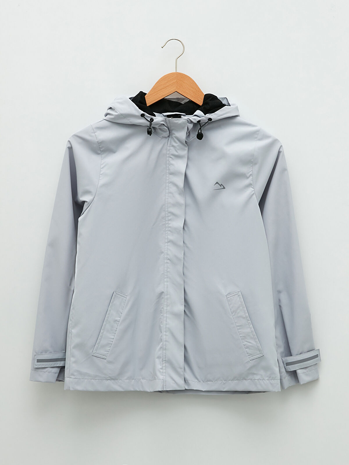 Kapüşonlu Baskılı Uzun Kollu Kadın Outdoor Yağmurluk