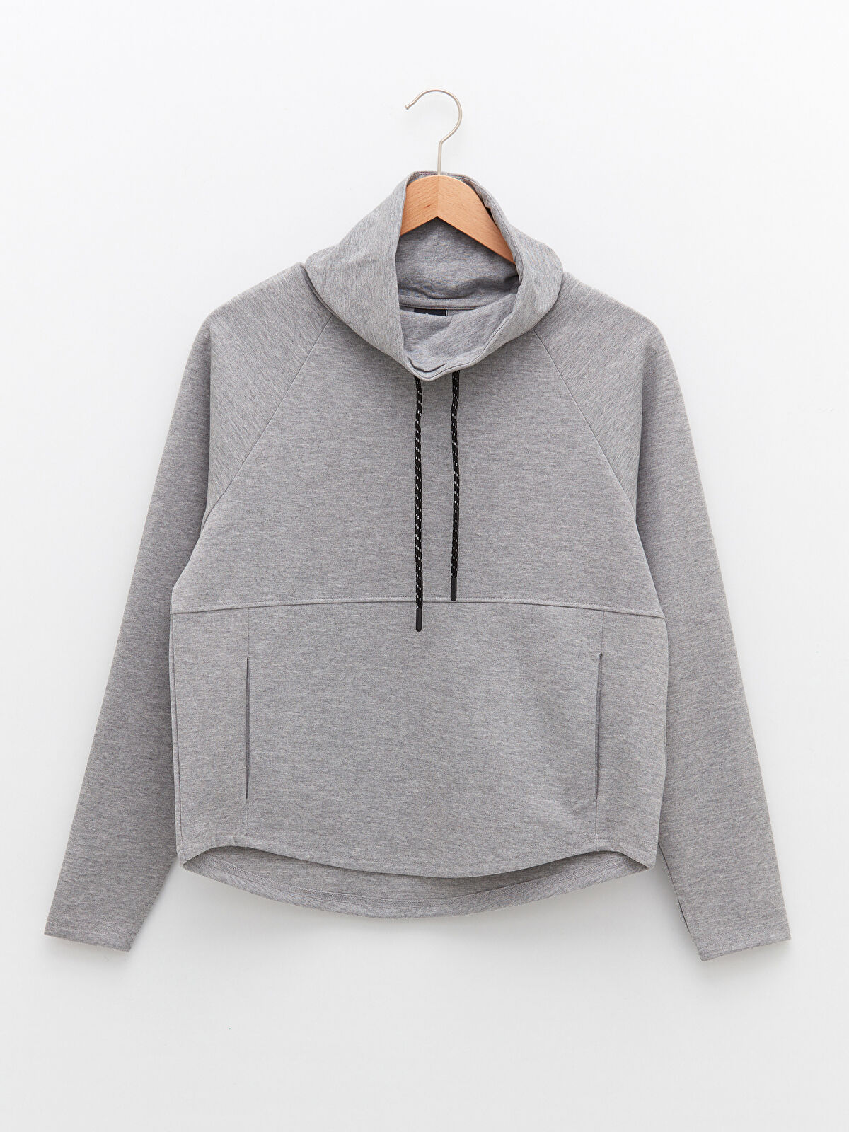 Keşiş Yaka Düz Uzun Kollu Kadın Outdoor Sweatshirt