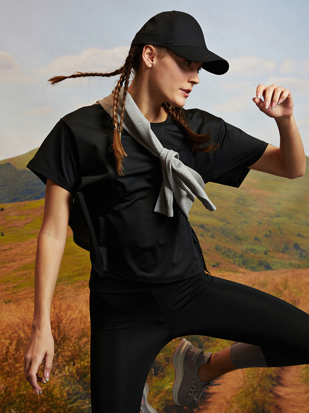 Bisiklet Yaka Baskılı Kısa Kollu Kadın Outdoor Tişört