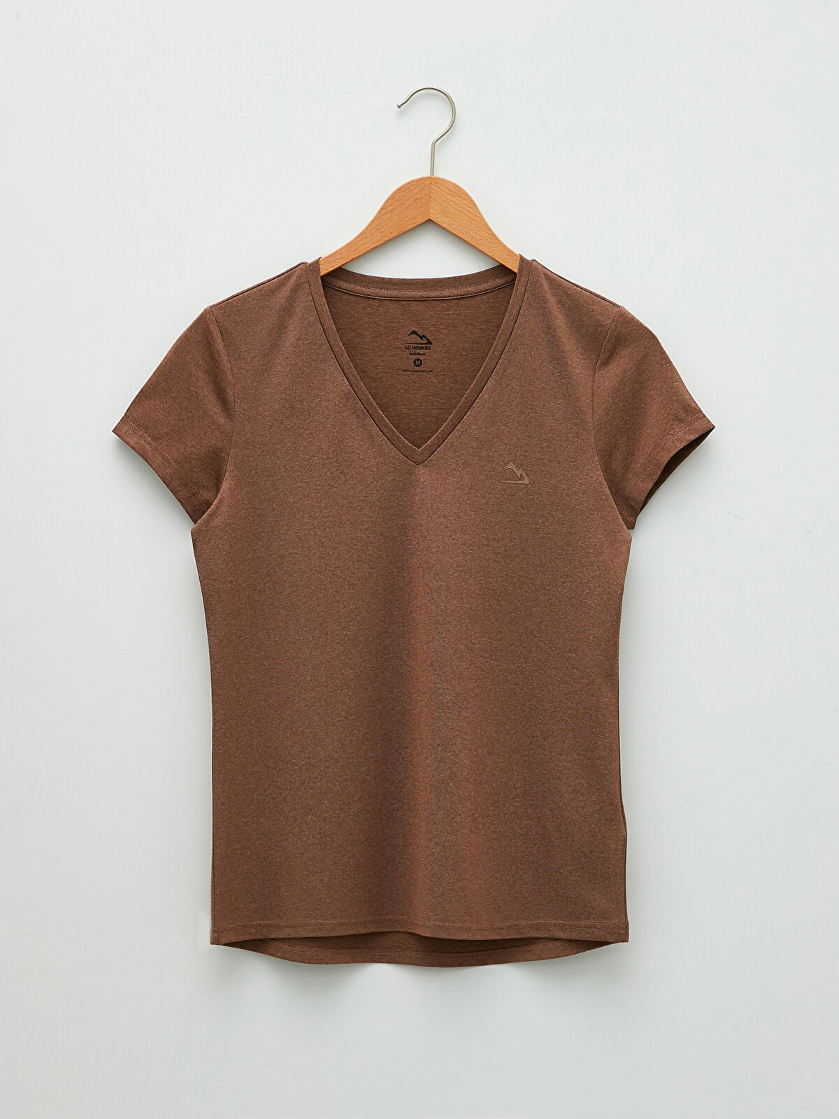 V Yaka Baskılı Kısa Kollu Kadın Outdoor Tişört