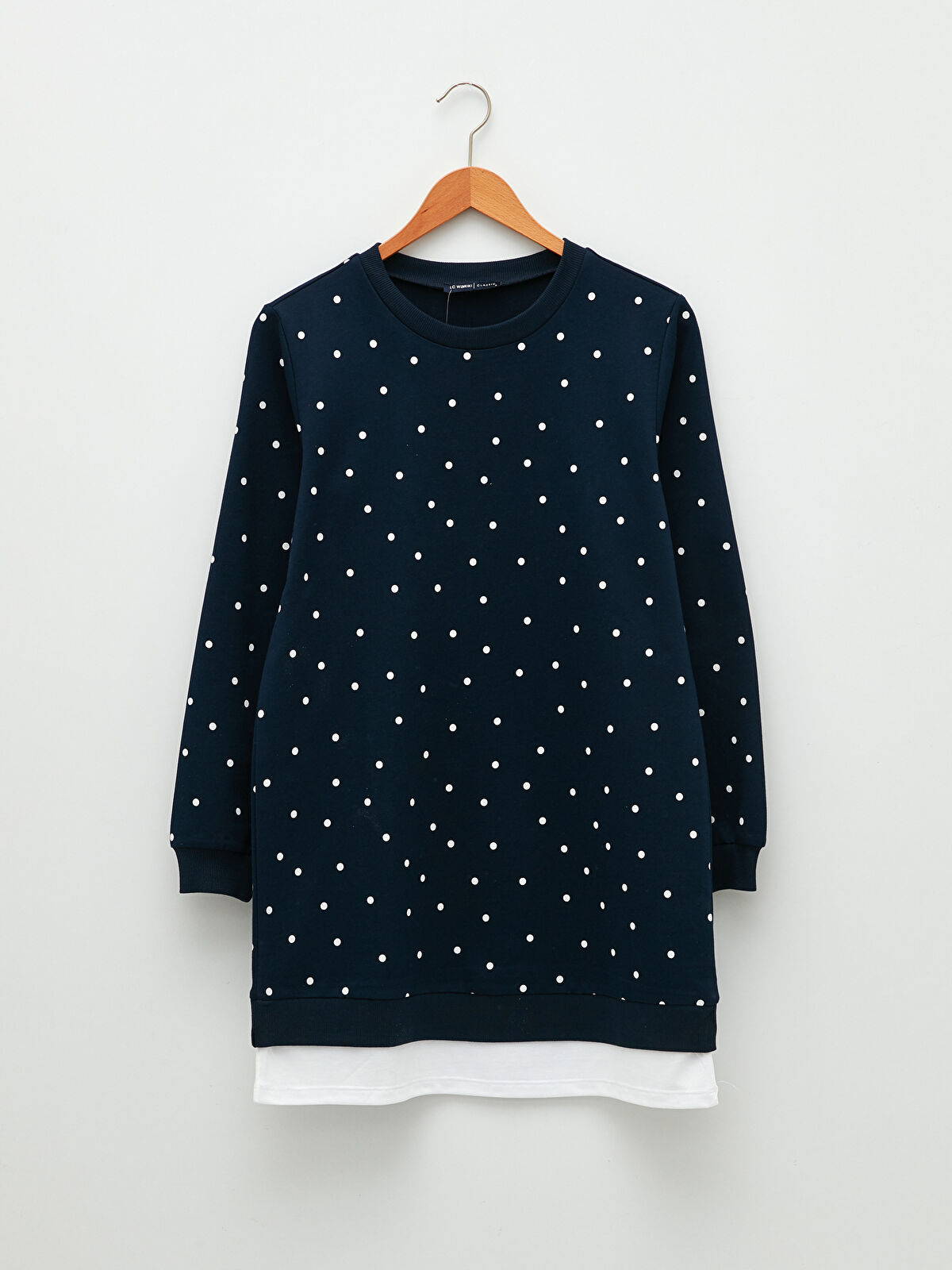 LCW CLASSIC Bisiklet Yaka Puantiyeli Uzun Kollu Kadın Tunik