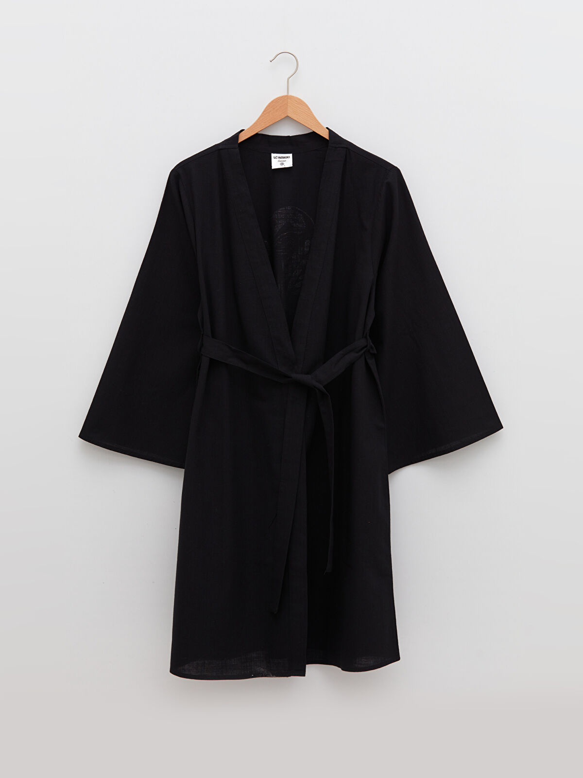 LCW DREAM Kruvaze Yaka Baskılı Uzun Kollu Poplin Kadın Kimono