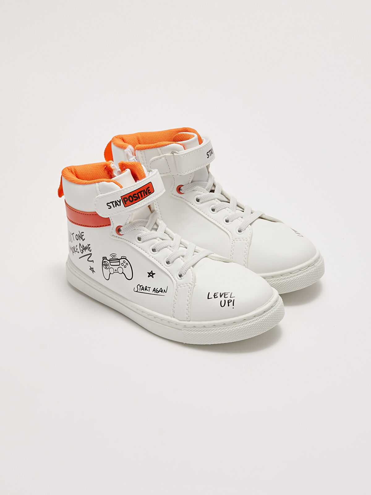 Baskılı Bağcık ve Cırt Cırtlı Erkek Çocuk Spor Ayakkabı