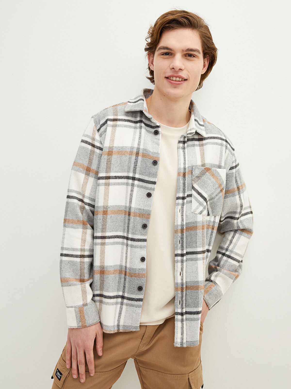 LCW CASUAL Regular Fit Uzun Kollu Ekose Erkek Gömlek Ceket