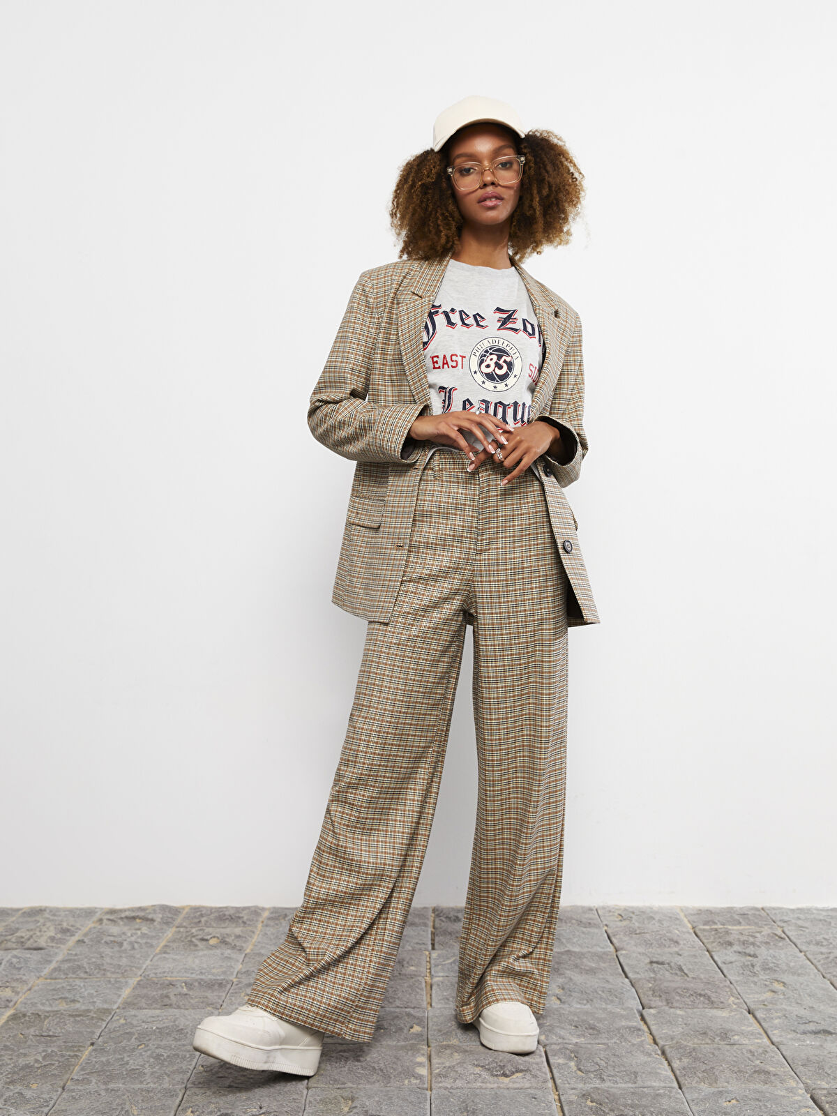 LCW CASUAL Standart Fit Ekose Kadın Pantolon