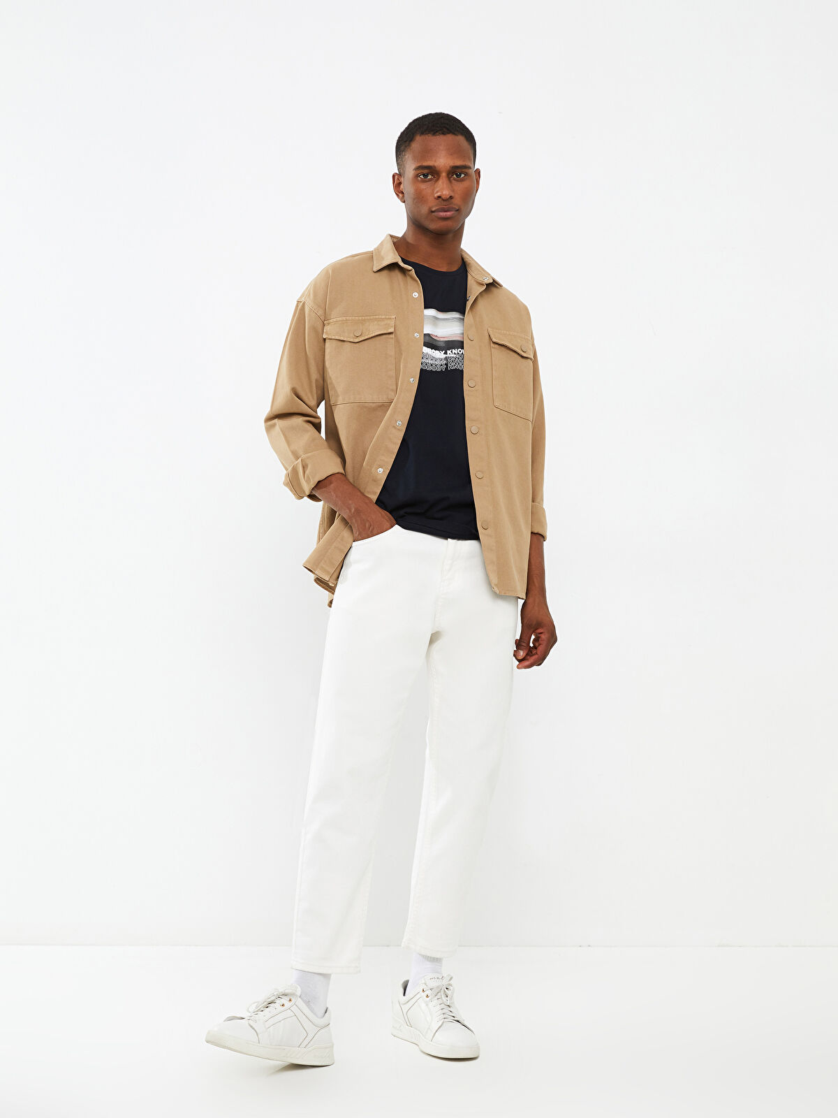 LCW CASUAL Rahat Kalıp Uzun Kollu Gabardin Erkek Gömlek Ceket