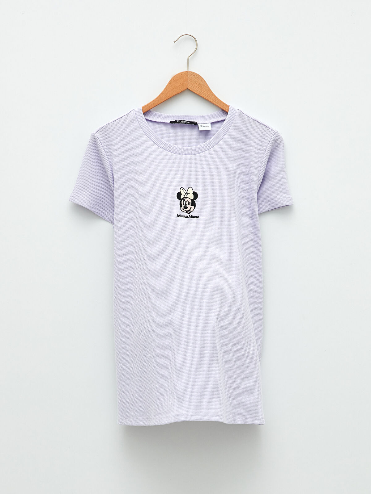 Bisiklet Yaka Minnie Mouse Nakışlı Kısa Kollu Pamuklu Hamile Tişört