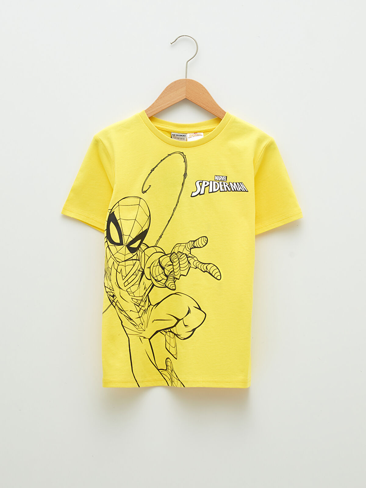 Bisiklet Yaka Spiderman Baskılı Kısa Kollu Pamuklu Erkek Çocuk Tişört