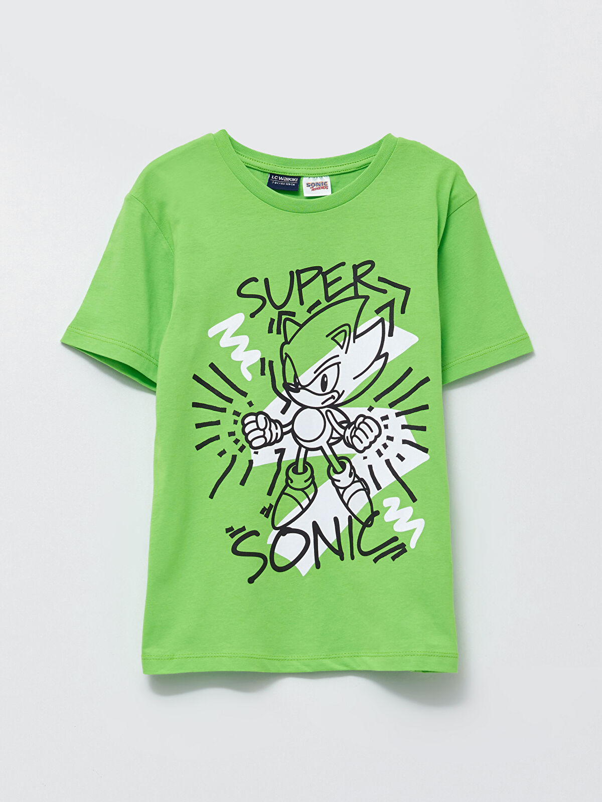 Bisiklet Yaka Sonic Baskılı Kısa Kollu Pamuklu Erkek Çocuk Tişört