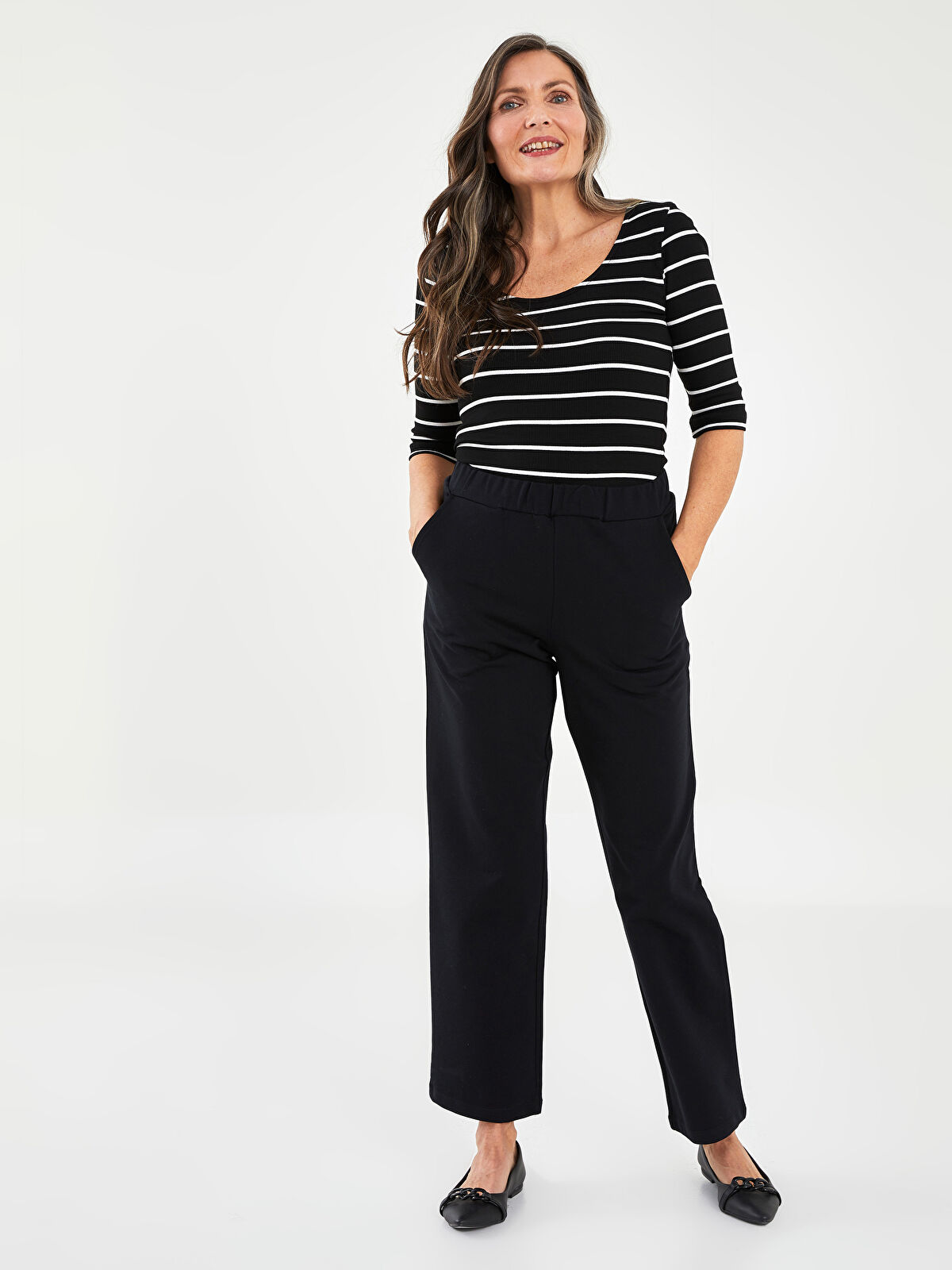 LCW GRACE Beli Lastikli Standart Fit Düz Kadın Pantolon