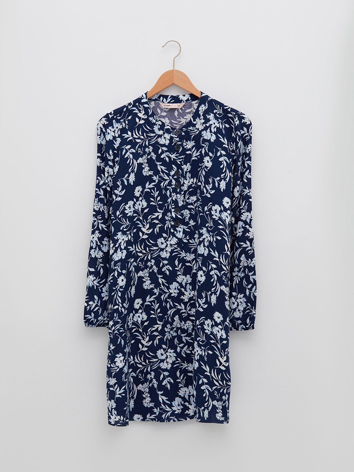 LCW GRACE Hakim Yaka Desenli Uzun Kollu Viskon Kadın Tunik