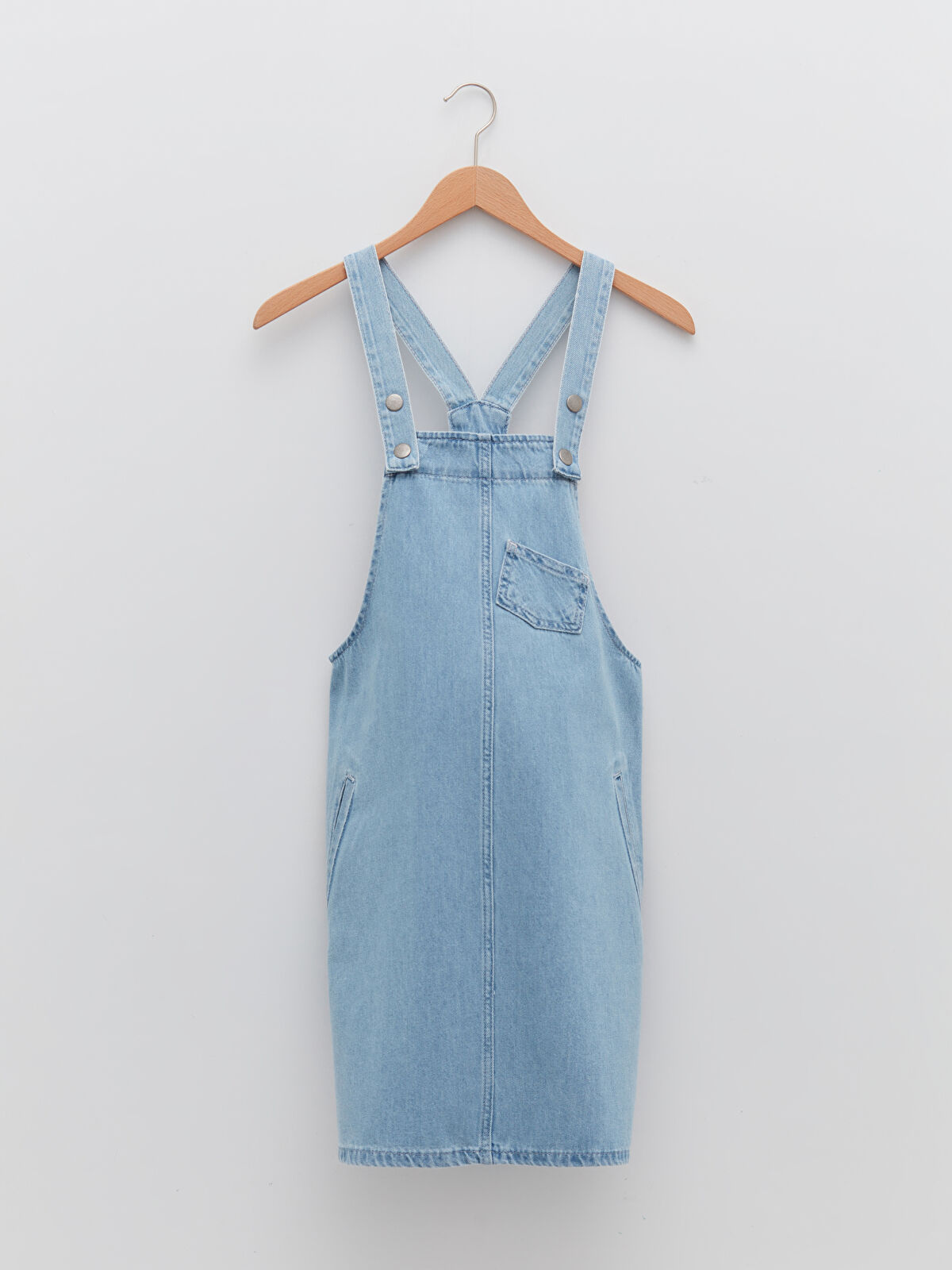 Kare Yaka Düz Askılı Hamile Rodeo Jean Elbise