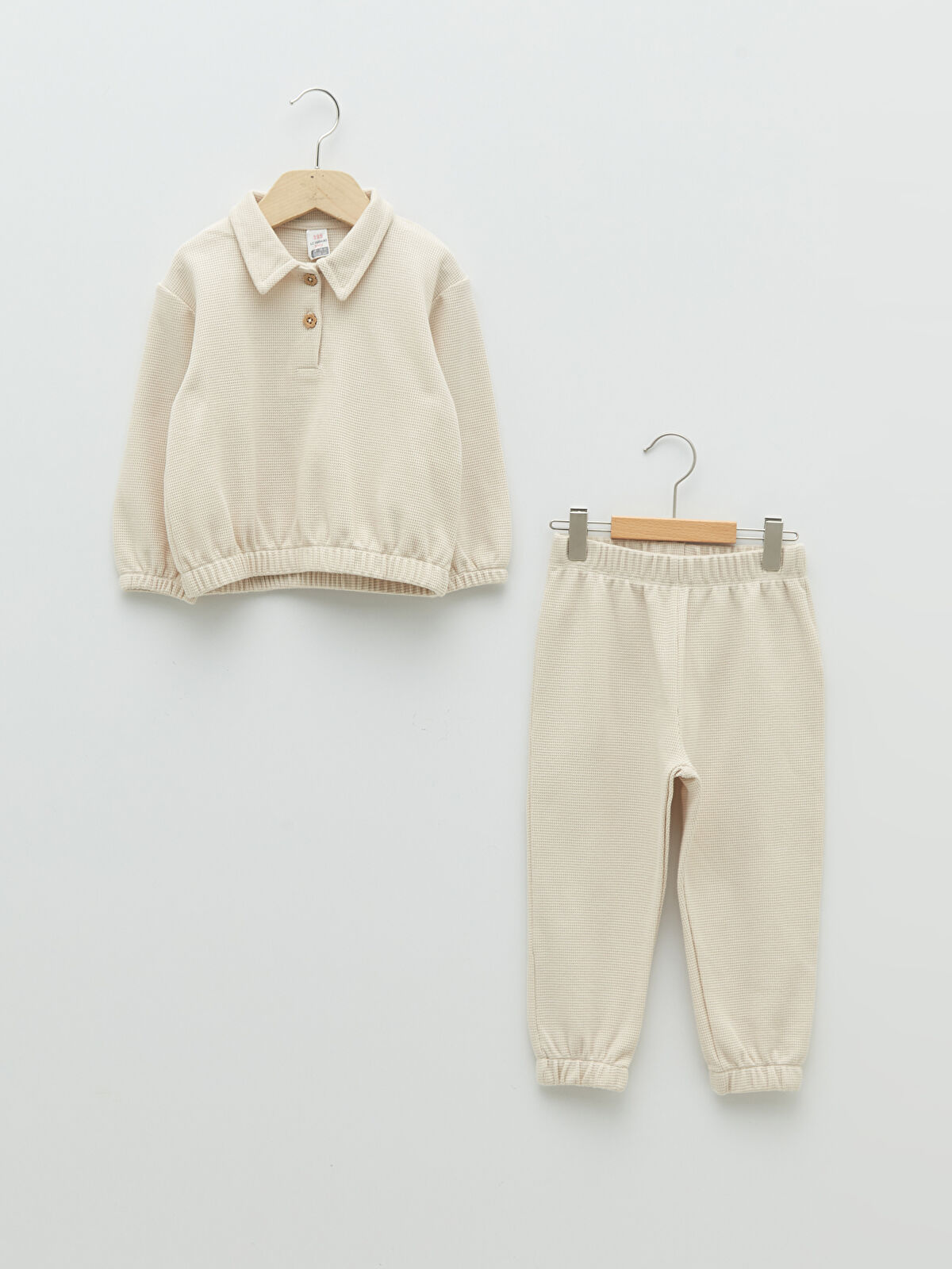 Polo Yaka Uzun Kollu Kız Bebek Sweatshirt ve Pantolon 2'li Takım