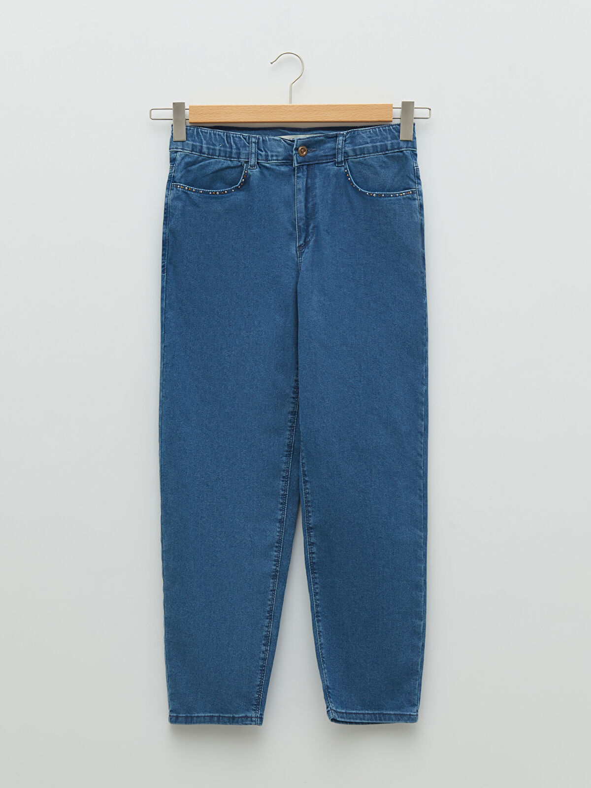 LCW GRACE Beli Lastikli Slim Fit Düz Cep Detaylı Kadın Jean Pantolon