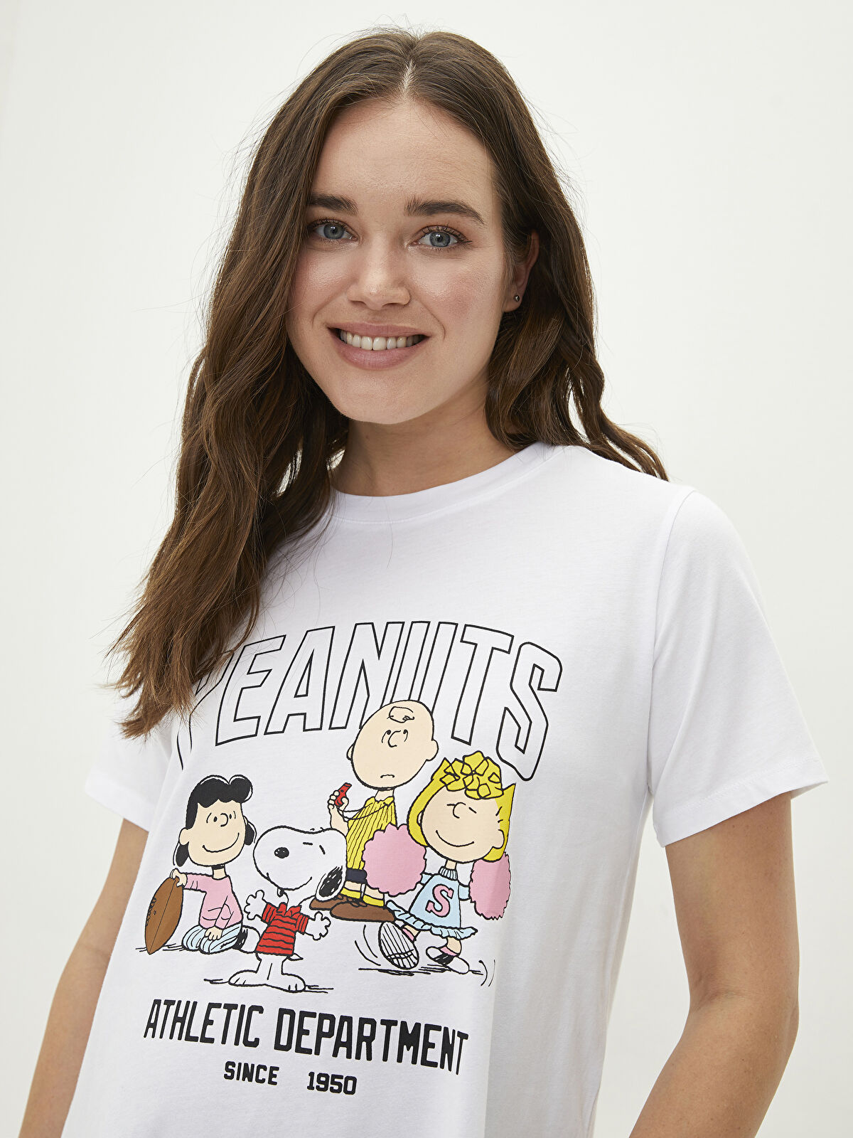 Bisiklet Yaka Peanuts Baskılı Kısa Kollu Pamuklu Hamile Tişört Bisiklet Yaka Peanuts Baskılı Kısa Kollu Pamuklu Hamile Tişört