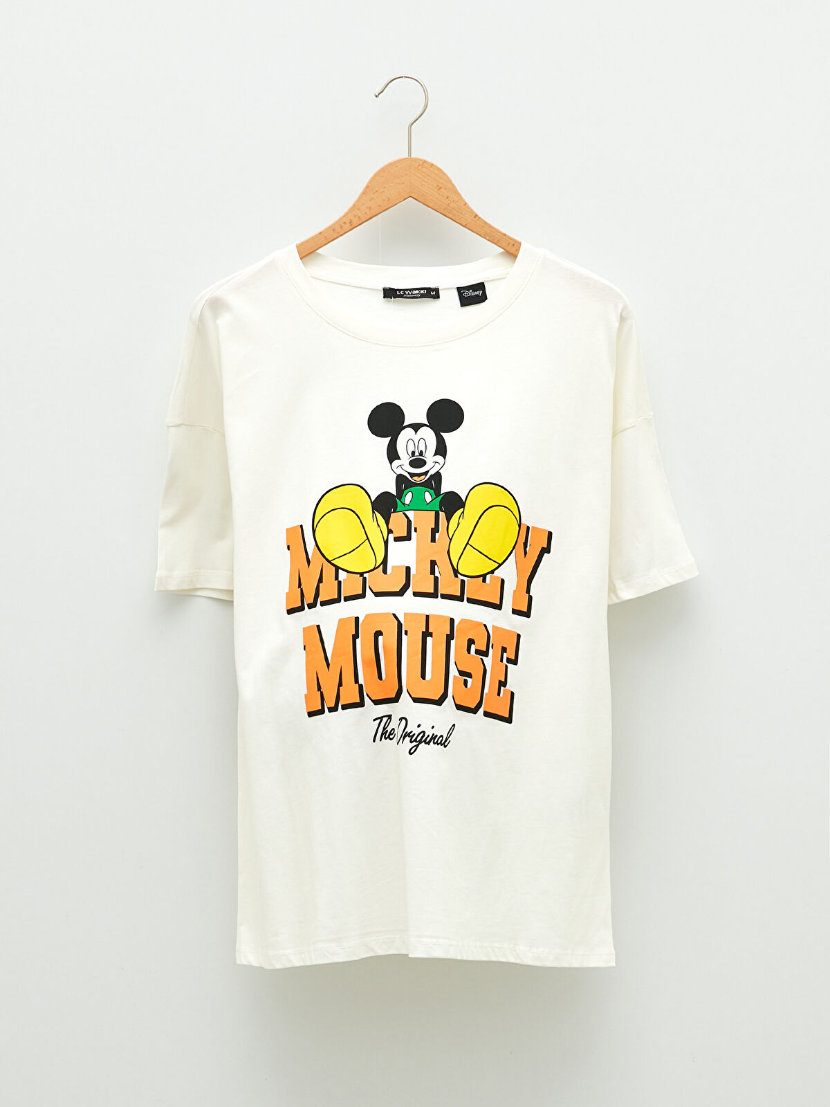 Bisiklet Yaka Mickey Mouse Baskılı Kısa Kollu Pamuklu Hamile Tişört