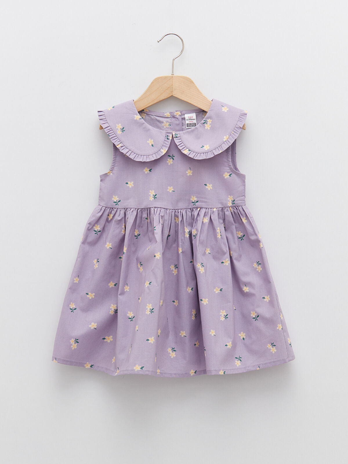 Bebe Yaka Desenli Pamuklu Kız Bebek Elbise