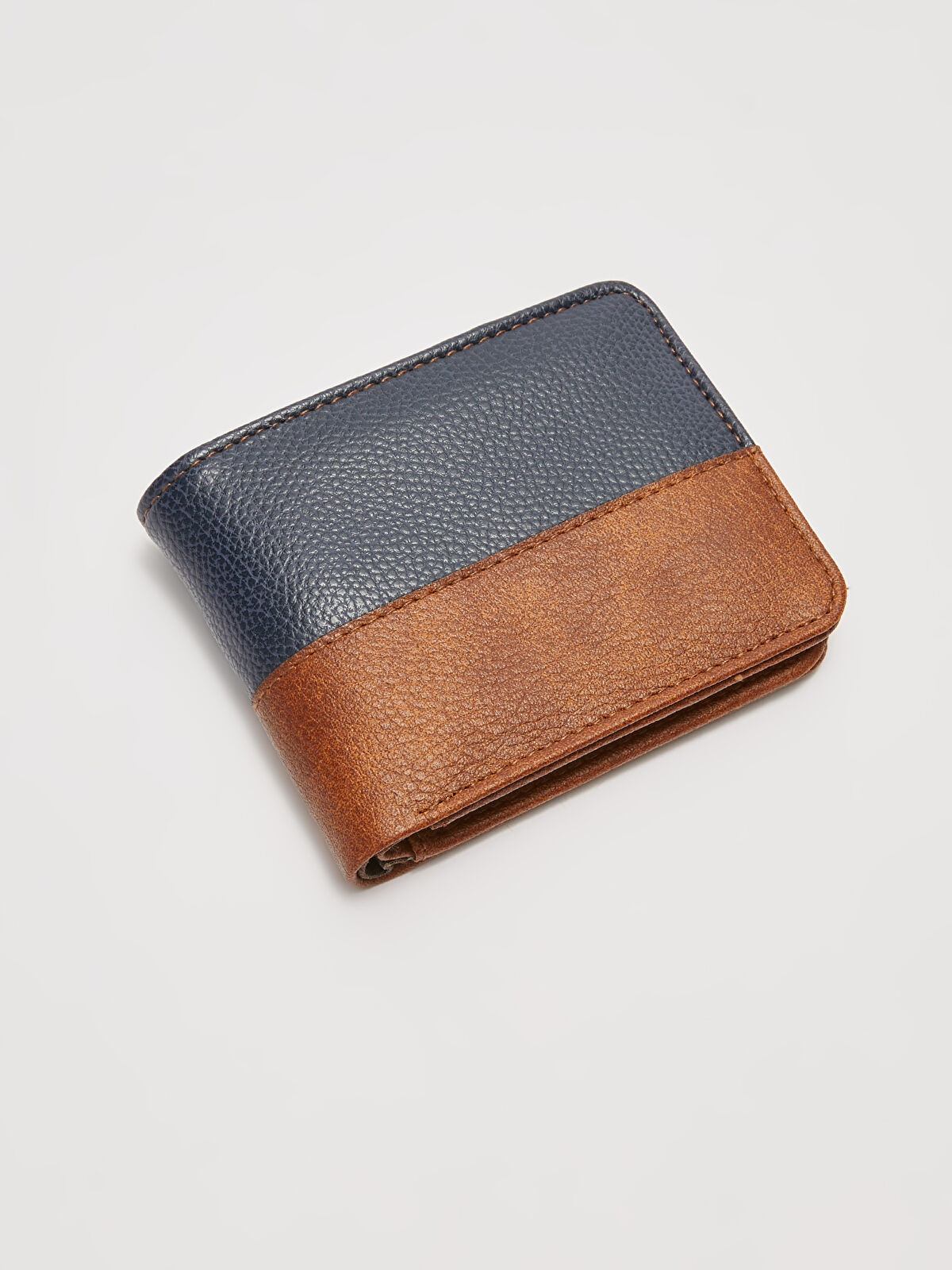 Deri Görünümlü Renk Bloklu Erkek Cüzdan