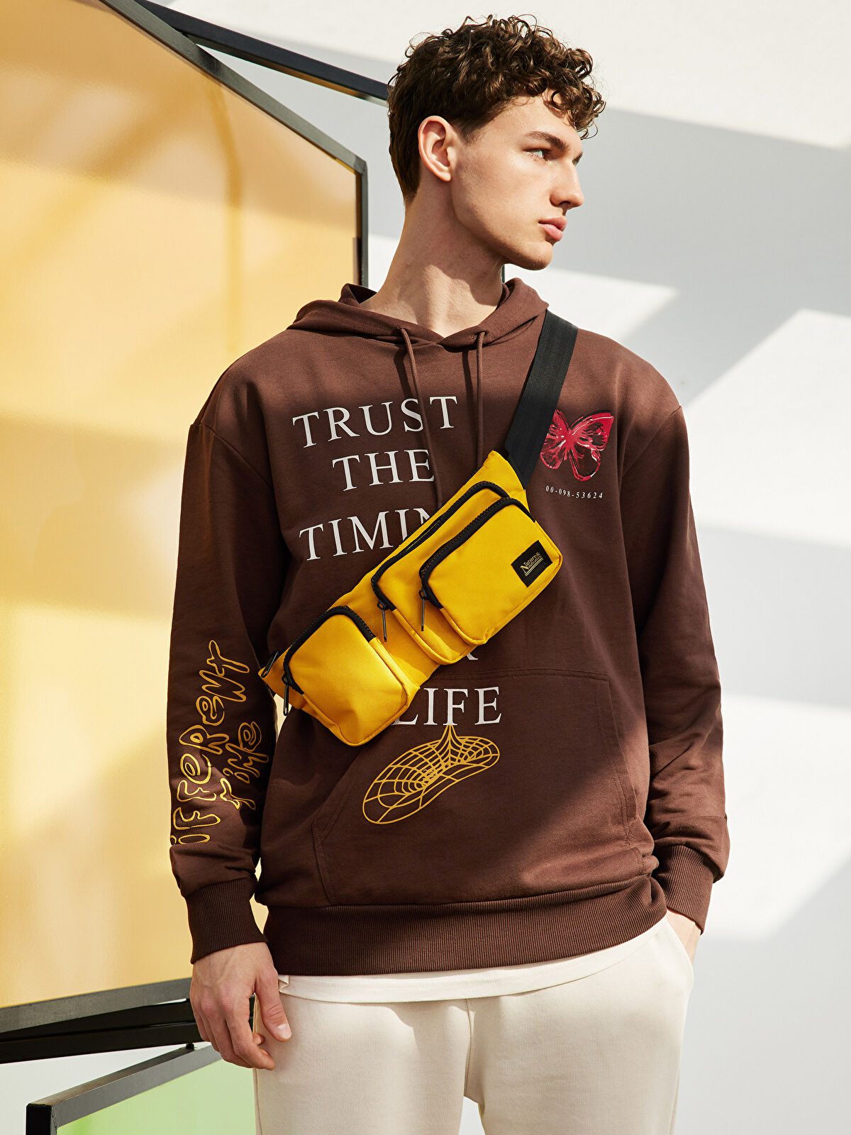 XSIDE Oversize Kapüşonlu Uzun Kollu Baskılı Erkek Sweatshirt