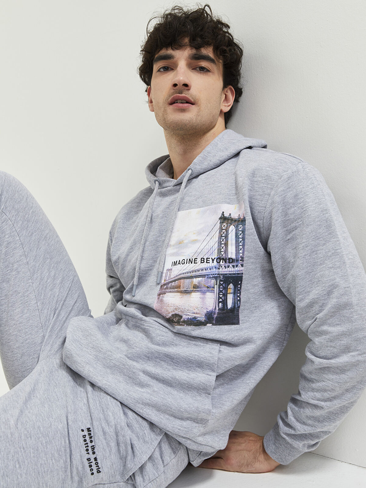 XSIDE Oversize Kapüşonlu Uzun Kollu Baskılı Erkek Sweatshirt