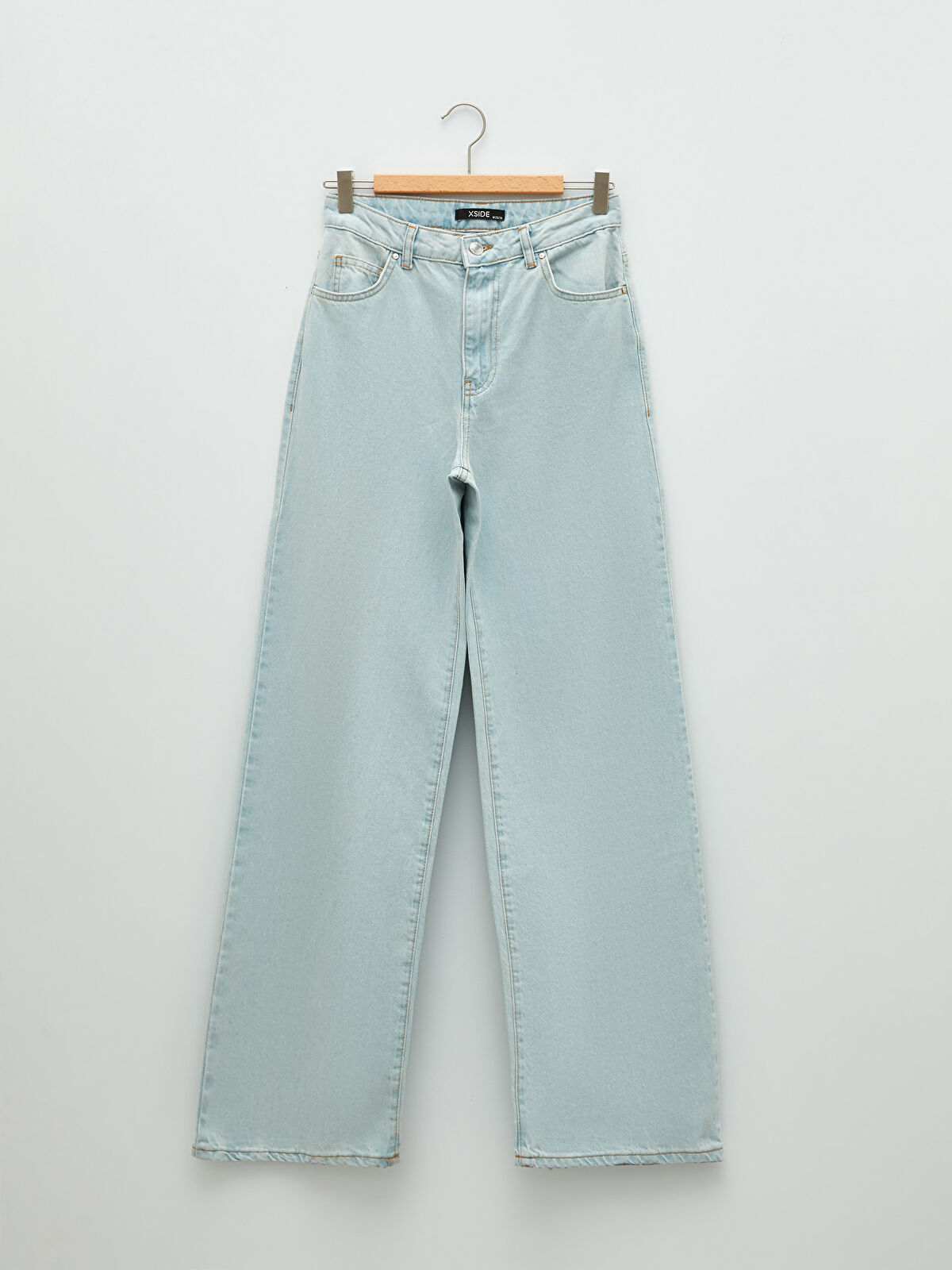 XSIDE Standart Fit Düz Cep Detaylı Geniş Paça Kadın Jean Pantolon