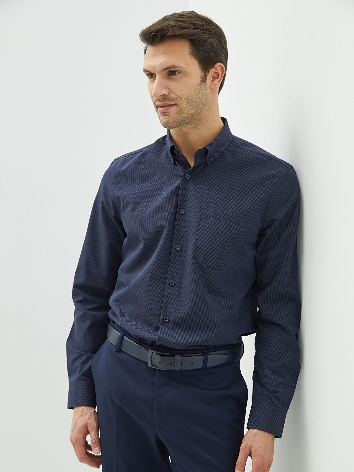 LCW FORMAL Regular Fit Uzun Kollu Armürlü Erkek Gömlek