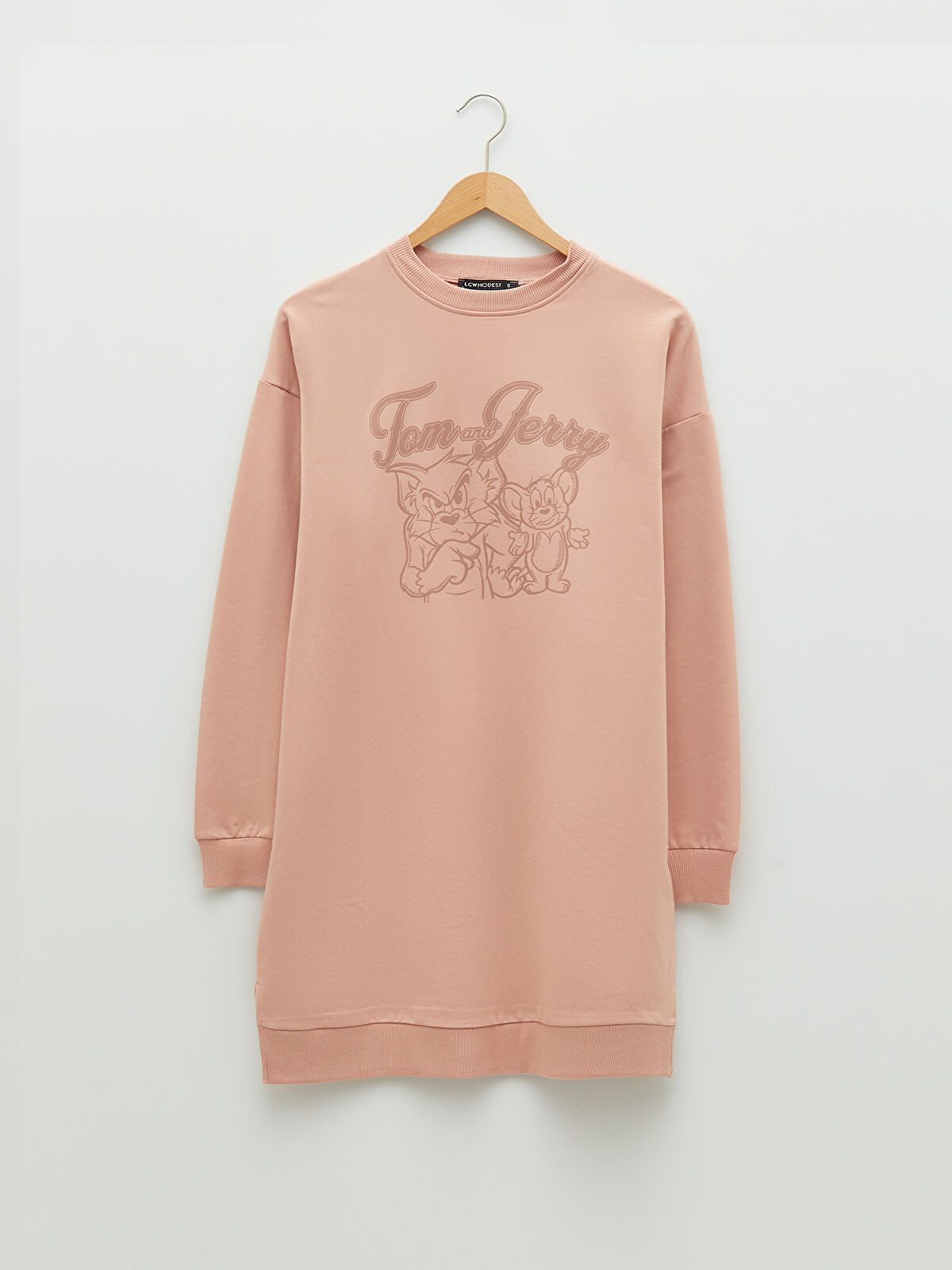 MODEST Bisiklet Yaka Tom ve Jerry Baskılı Uzun Kollu Oversize Kadın Tunik