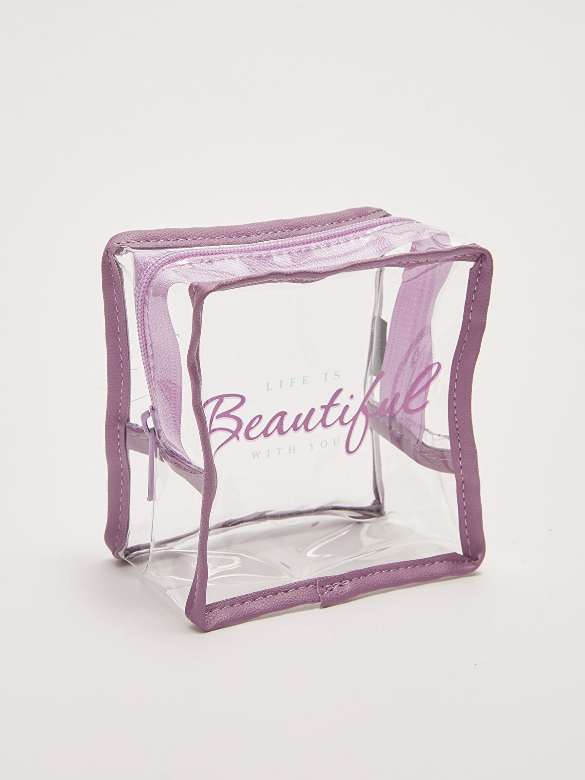 Yazı Baskılı Kadın Makyaj Çantası