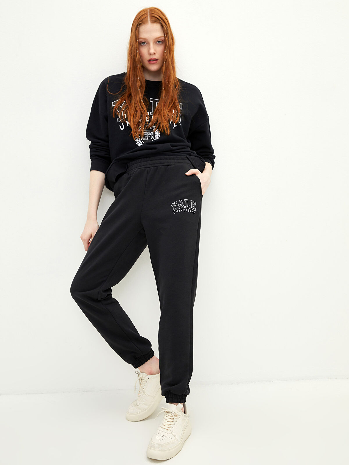 LCW CASUAL Beli Lastikli Yazı Baskılı Kadın Jogger Eşofman Altı