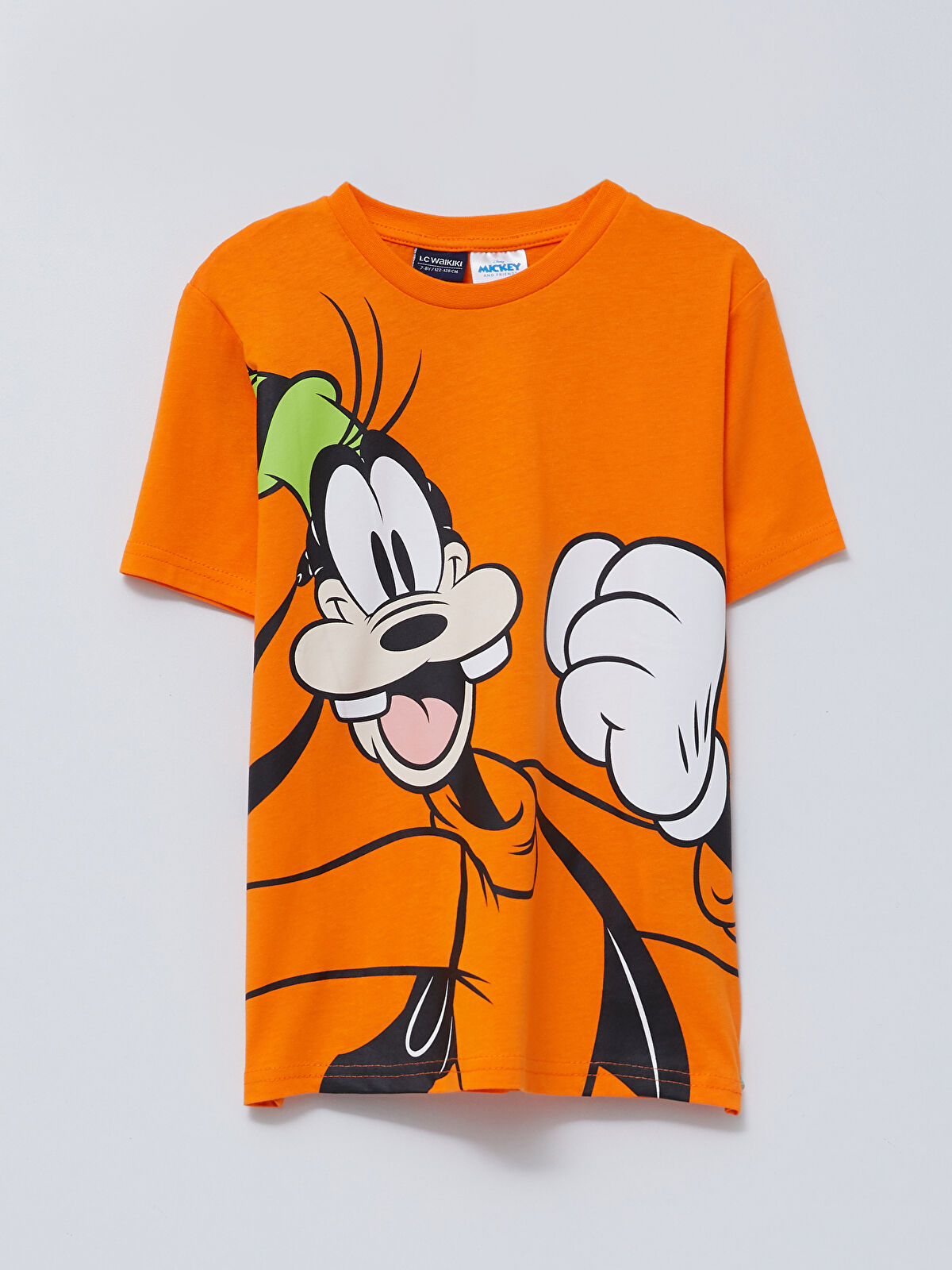 Bisiklet Yaka Goofy Baskılı Kısa Kollu Pamuklu Erkek Çocuk Tişört