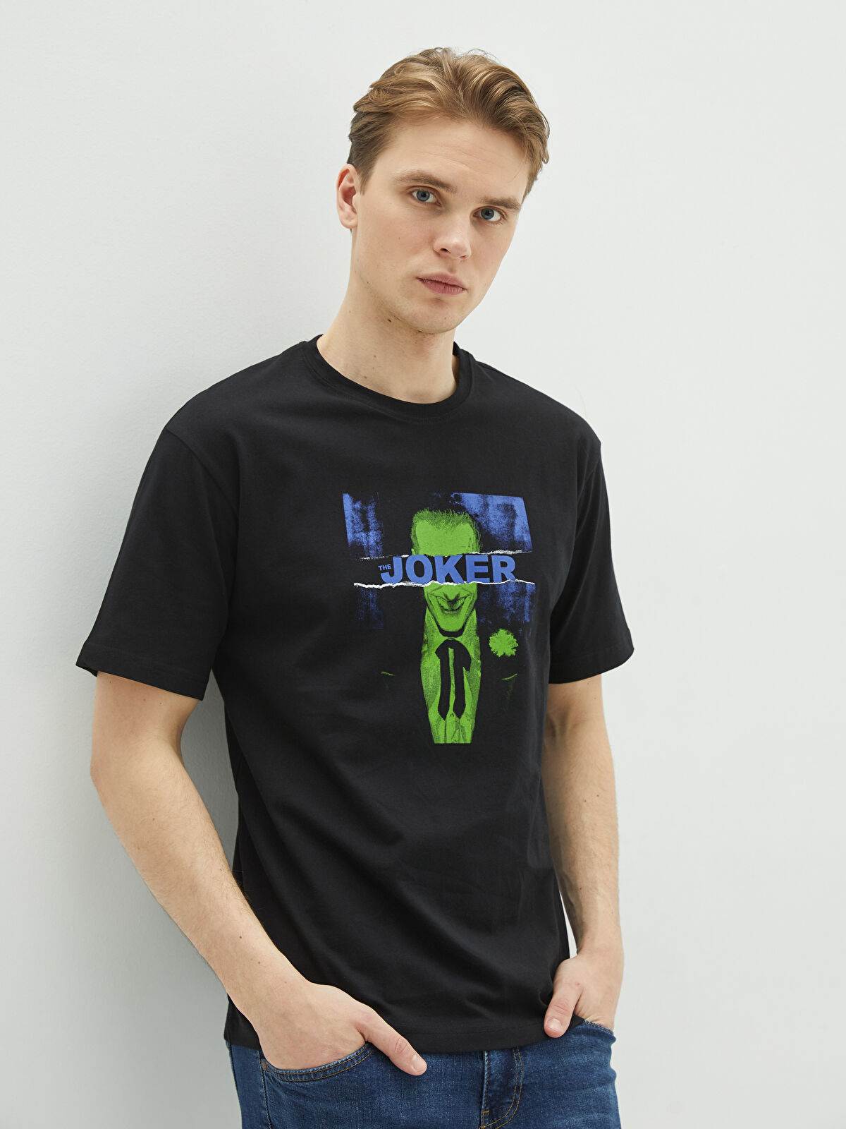 LCW CASUAL Bisiklet Yaka Uzun Kollu Joker Baskılı Penye Erkek Tişört