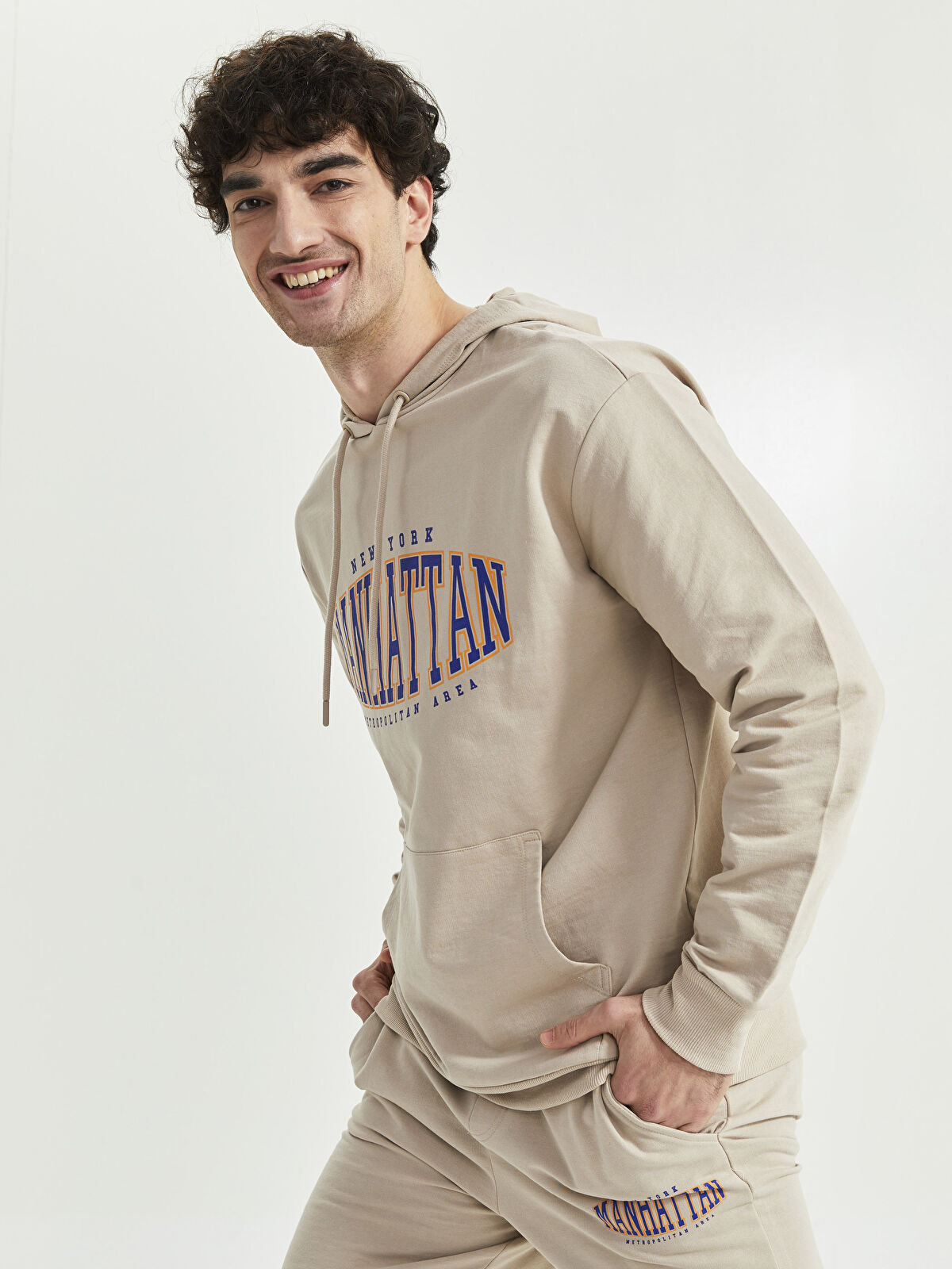 XSIDE Oversize Kapüşonlu Uzun Kollu Baskılı Erkek Sweatshirt