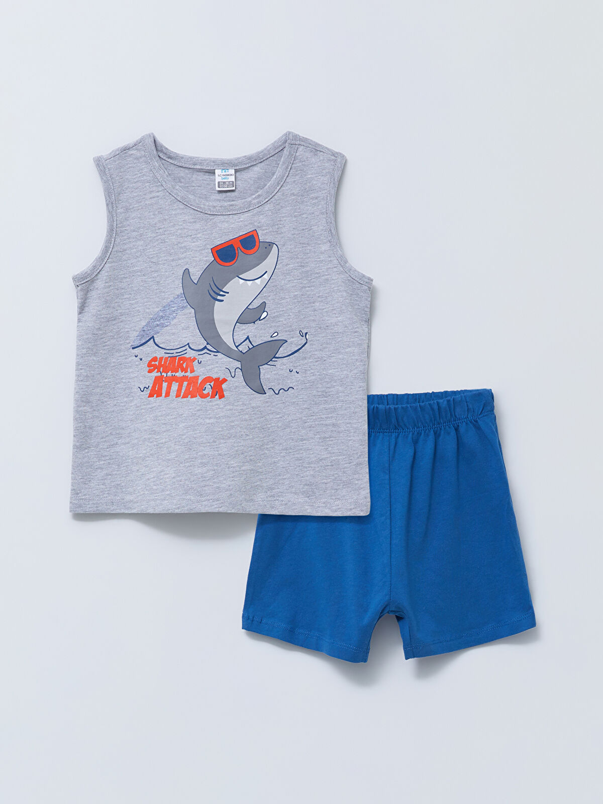 Bisiklet Yaka Baskılı Erkek Bebek Atlet ve Şort 2'li Takım