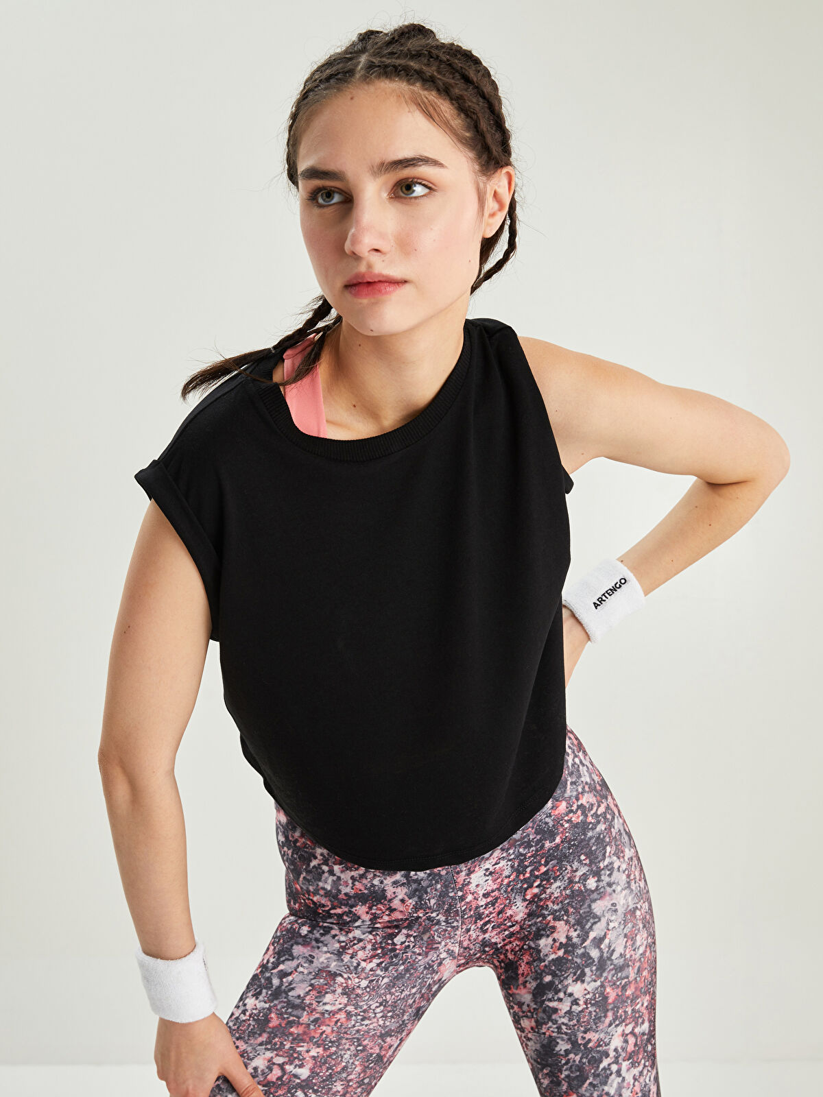 LCW ACTIVE Bisiklet Yaka Düz Kadın Spor Tişört