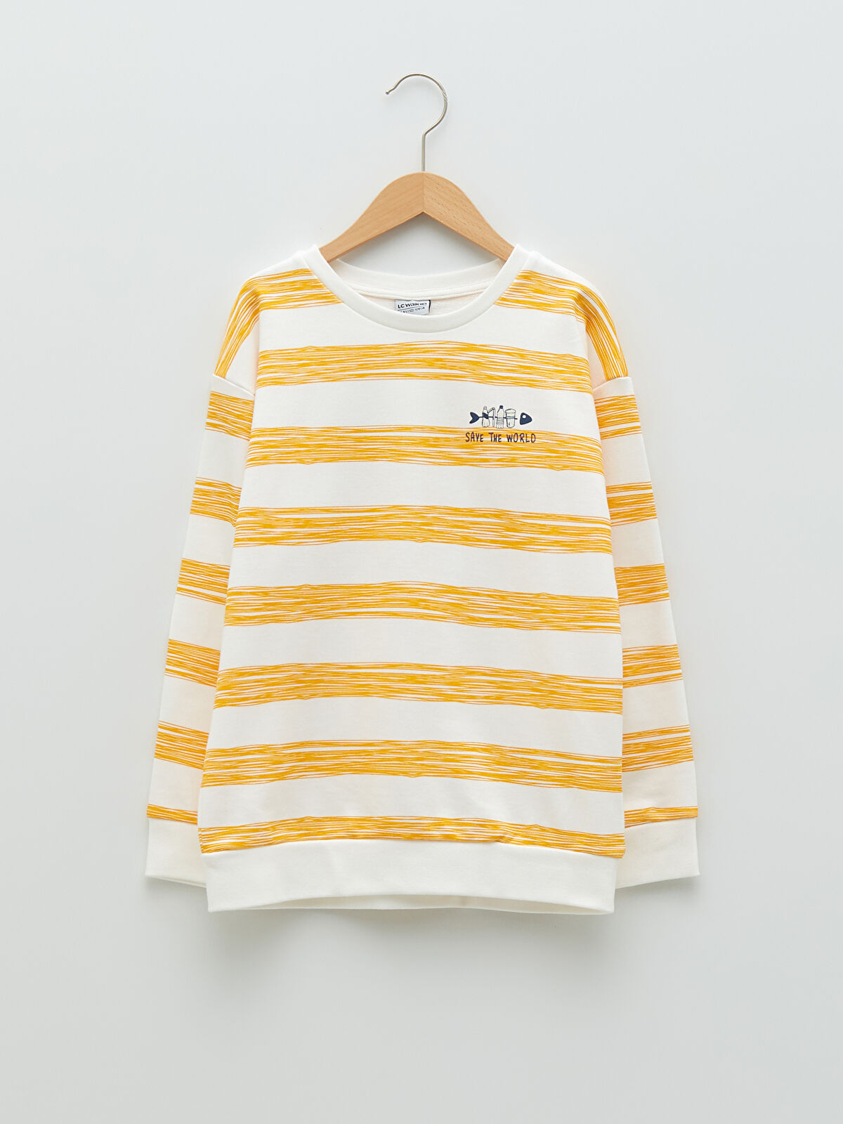 Bisiklet Yaka Çizgili Uzun Kollu Erkek Çocuk Sweatshirt