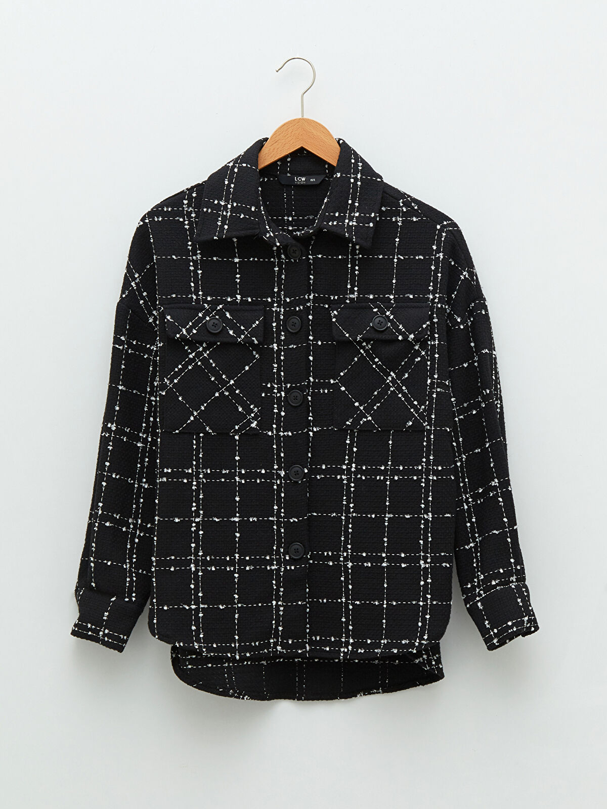 LCW VISION Önden Düğme Kapamalı Ekose Uzun Kollu Tüvit Kadın Gömlek Ceket