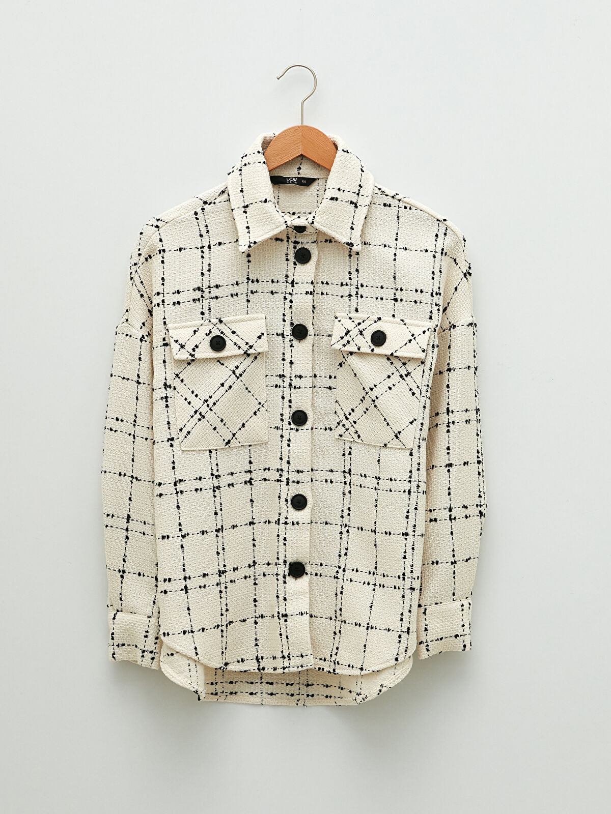 LCW VISION Önden Düğme Kapamalı Ekose Uzun Kollu Tüvit Kadın Gömlek Ceket