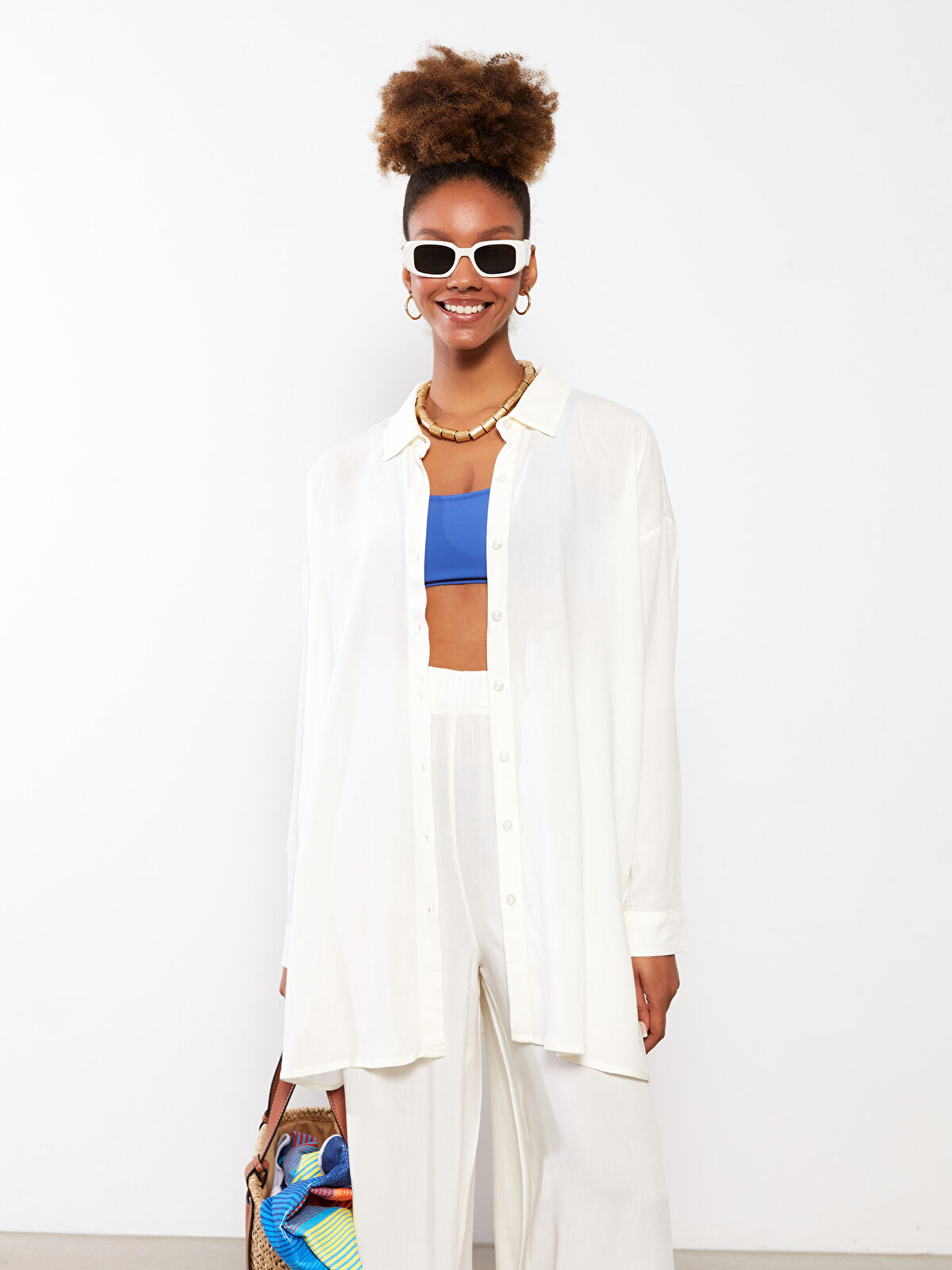 LC Waikiki - بيج فاتح فستان الشاطئ -S2DI03Z8-FDU - S2DI03Z8-FDU