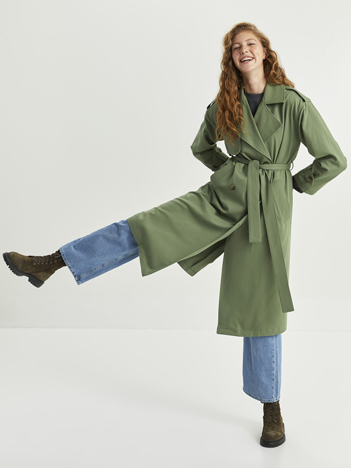 XSIDE Ceket Yaka Düz Cep Detaylı Uzun Kollu Kadın Trençkot